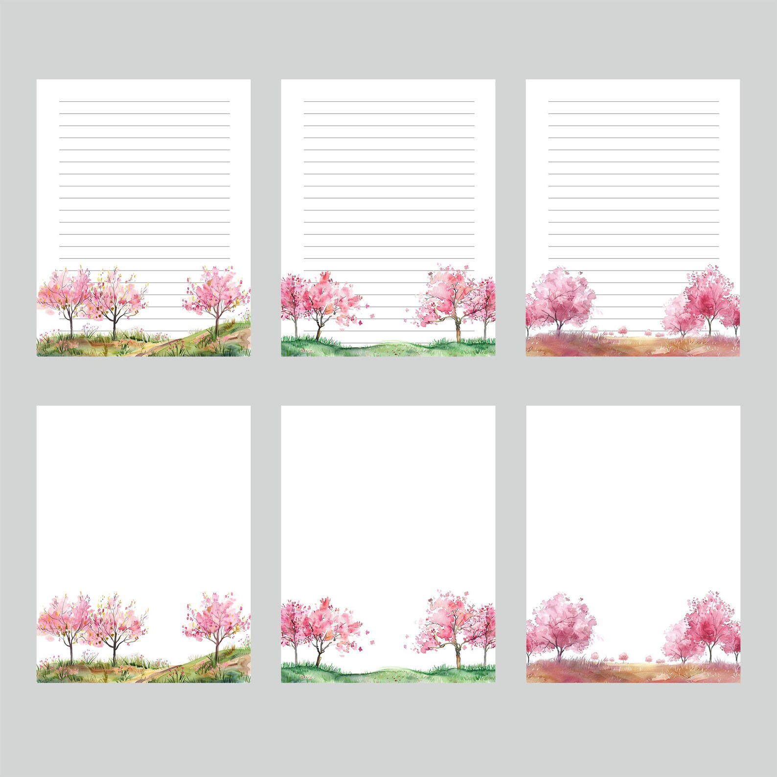 Spring Trees Printable Stationary, Spring Stationary, Writing Paper ...