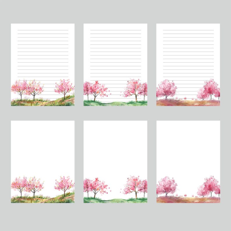 Spring Trees Printable Stationary, Spring Stationary, Writing Paper ...