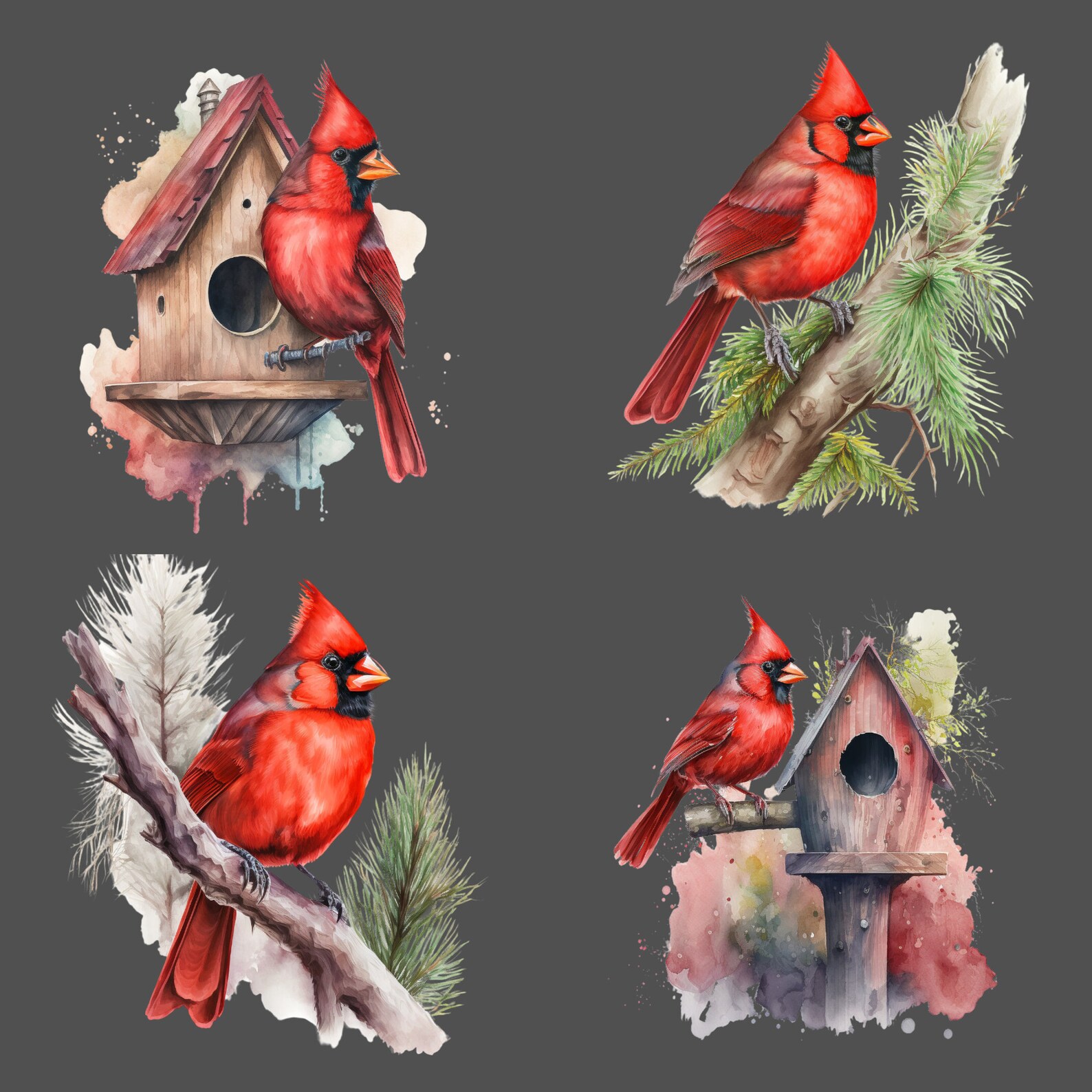 Red Cardinal Clipart, Bird Clipart, Red Cardinal Bird, Spring Bird ...