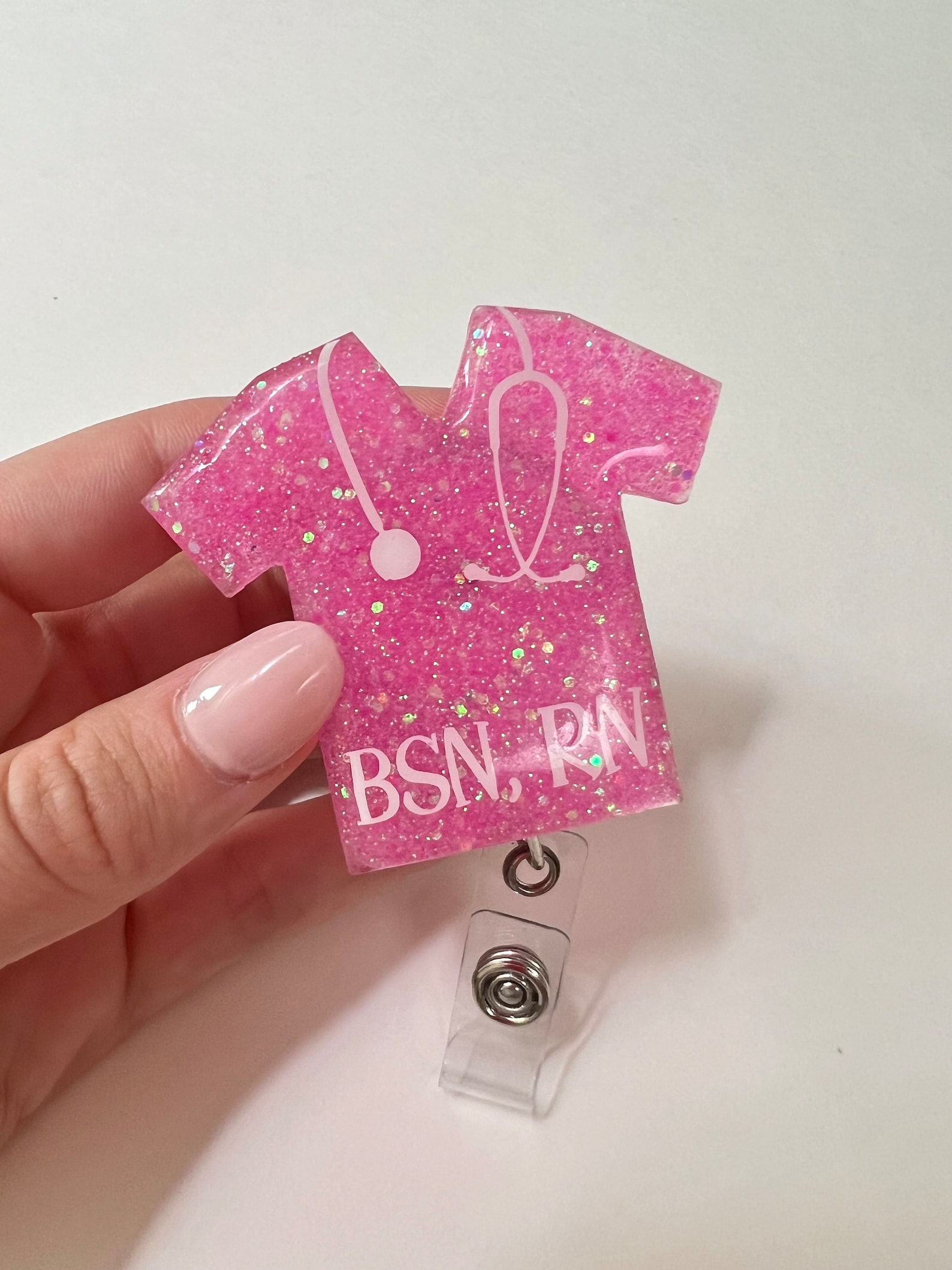 Scrub Top Glitter Badge Reel | BSN, RN | Stethoscope - Etsy