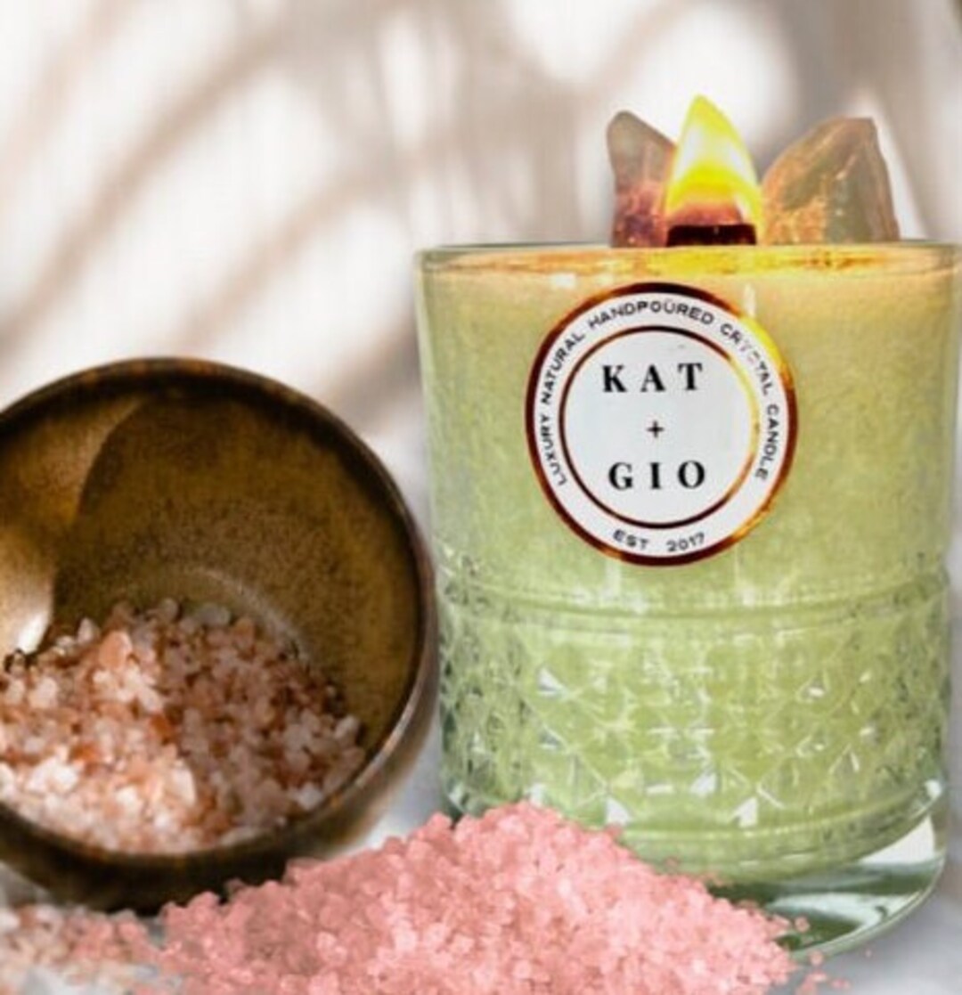 Handmade Crystal Candles Positive Energy Candles Wood Wick Aromatherapy ...
