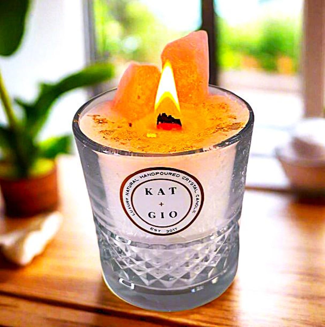 Handmade Crystal Candles Positive Energy Candles Wood Wick Aromatherapy ...