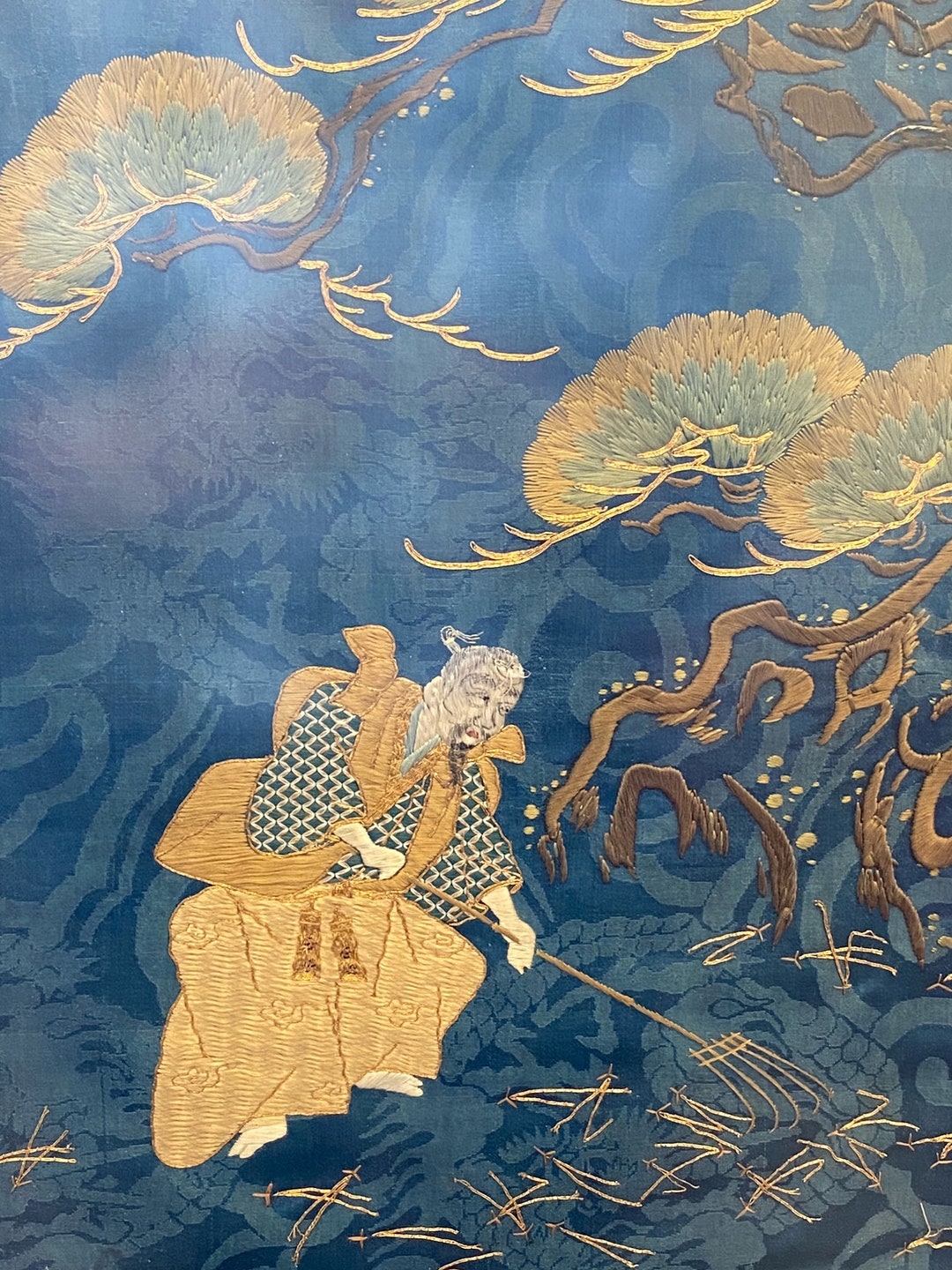 Blue Brocade Silk Fabric Backround With Dragon Designs - Etsy