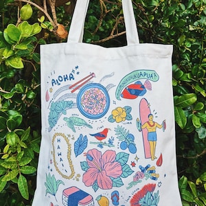 HAWAII / OKINAWA Doodle Canvas Tote Bags - Etsy