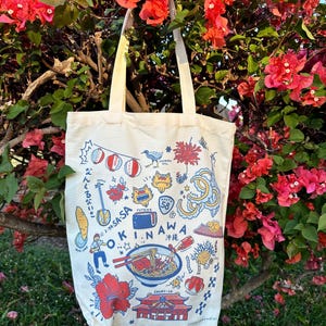 HAWAII / OKINAWA Doodle Canvas Tote Bags - Etsy