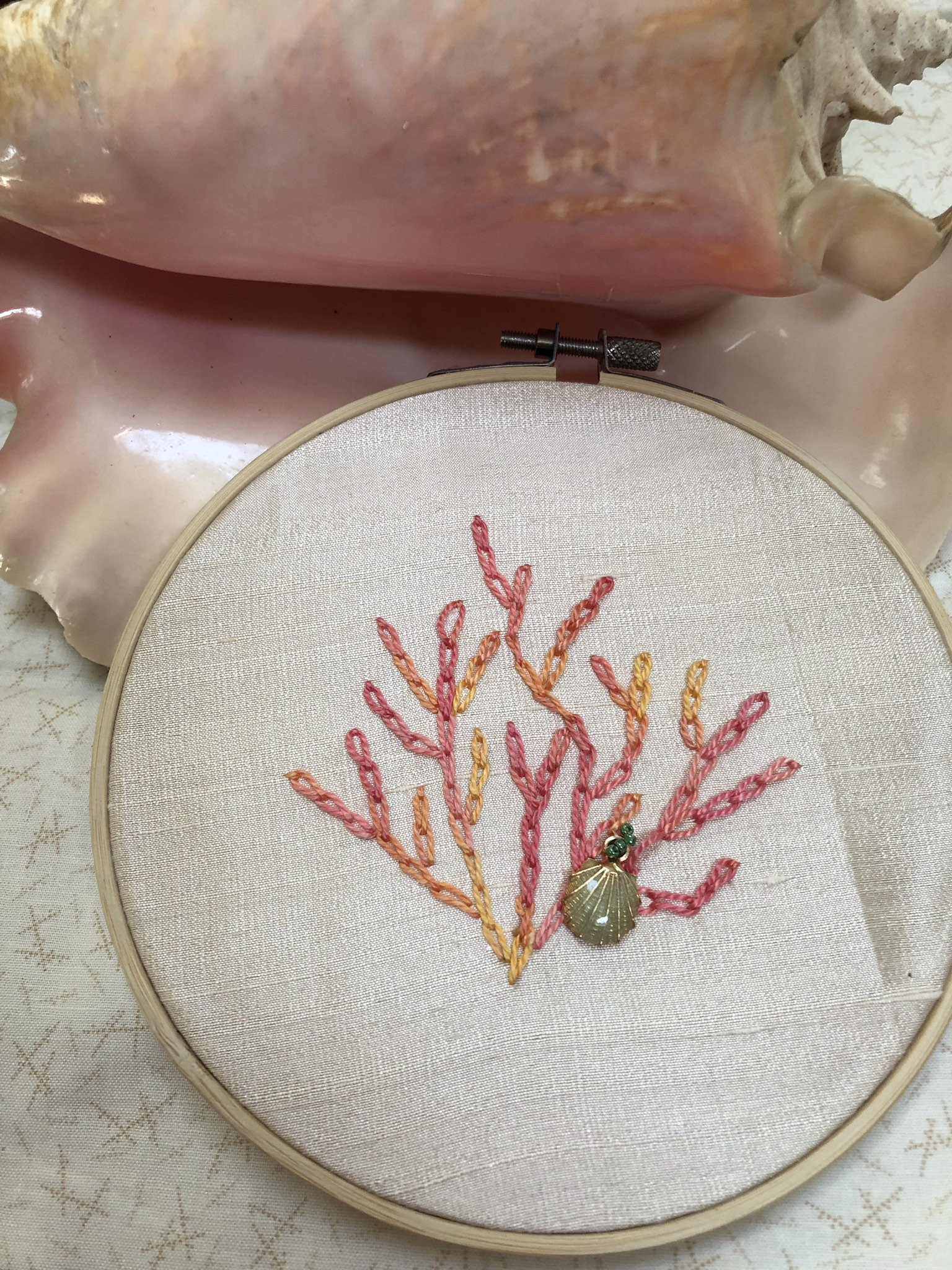 Hand Embroidered, Coral Reef, Silk, Hoop Art, Hand Dyded Threads, Gift ...