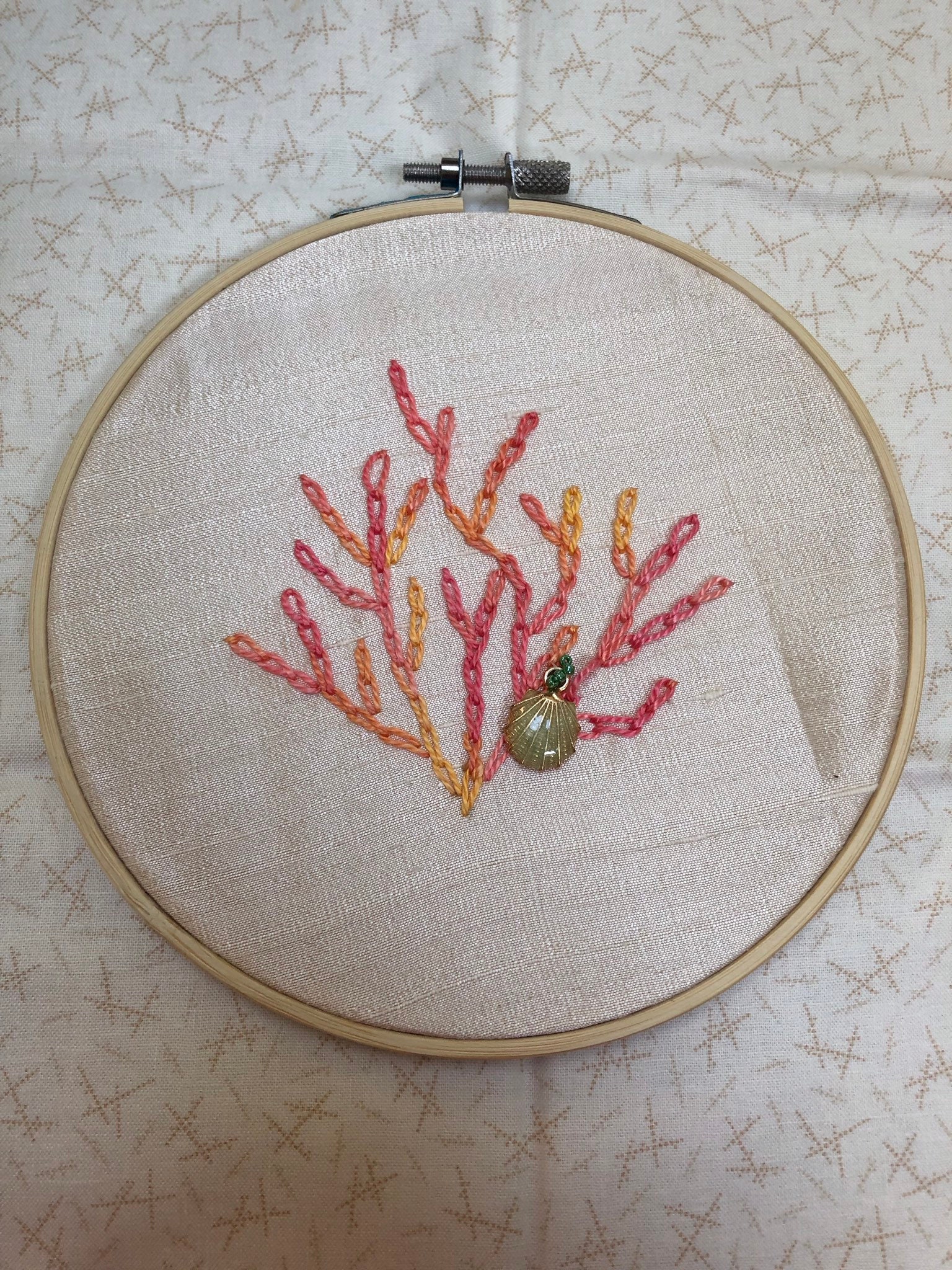 Hand Embroidered, Coral Reef, Silk, Hoop Art, Hand Dyded Threads, Gift ...
