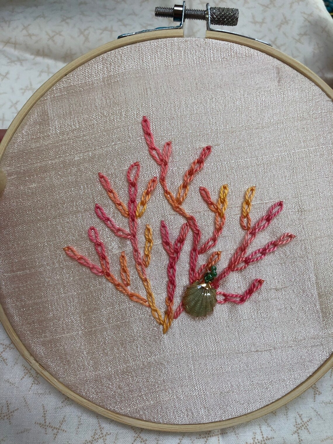 Hand Embroidered, Coral Reef, Silk, Hoop Art, Hand Dyded Threads, Gift ...