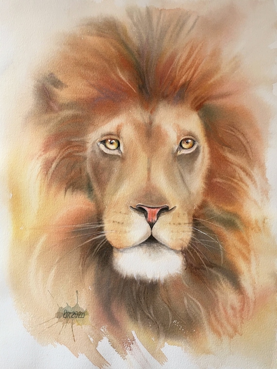 Watercolor Lion Head