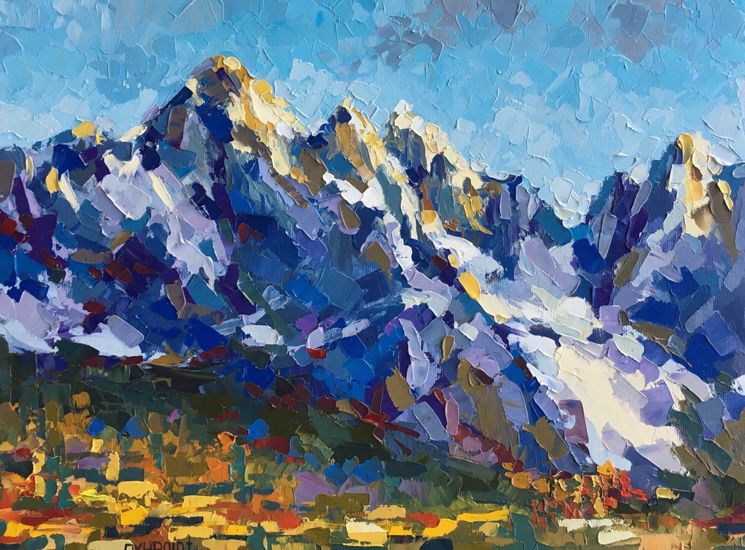 Alpine Mountains ORIGINAL Oil Painting, Mountain Canvas Painting, Alps ...