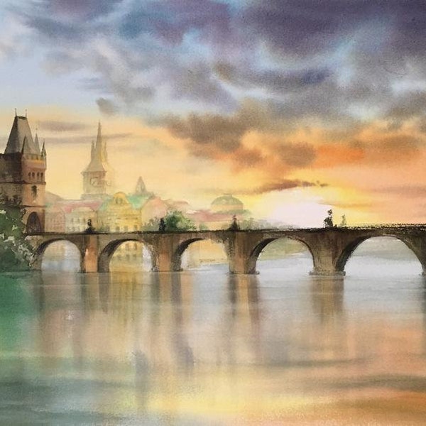 Watercolor of Prague - Etsy
