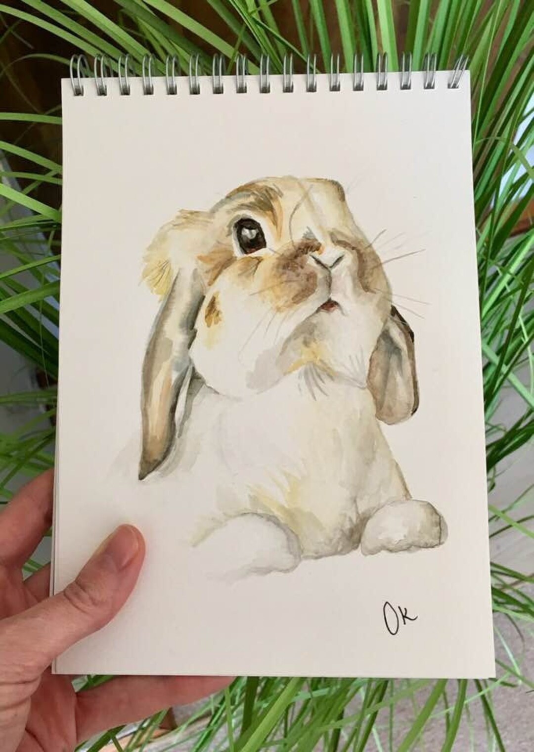 Rabbit Hand Painted ORIGINAL Watercolor Painting, Rabbit Hare ...