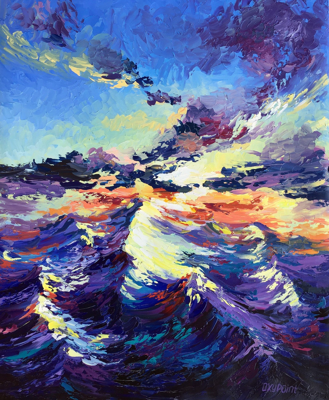 Sunset Pallete Knife ORIGINAL Oil Painting, Canvas Painting, Abstract ...