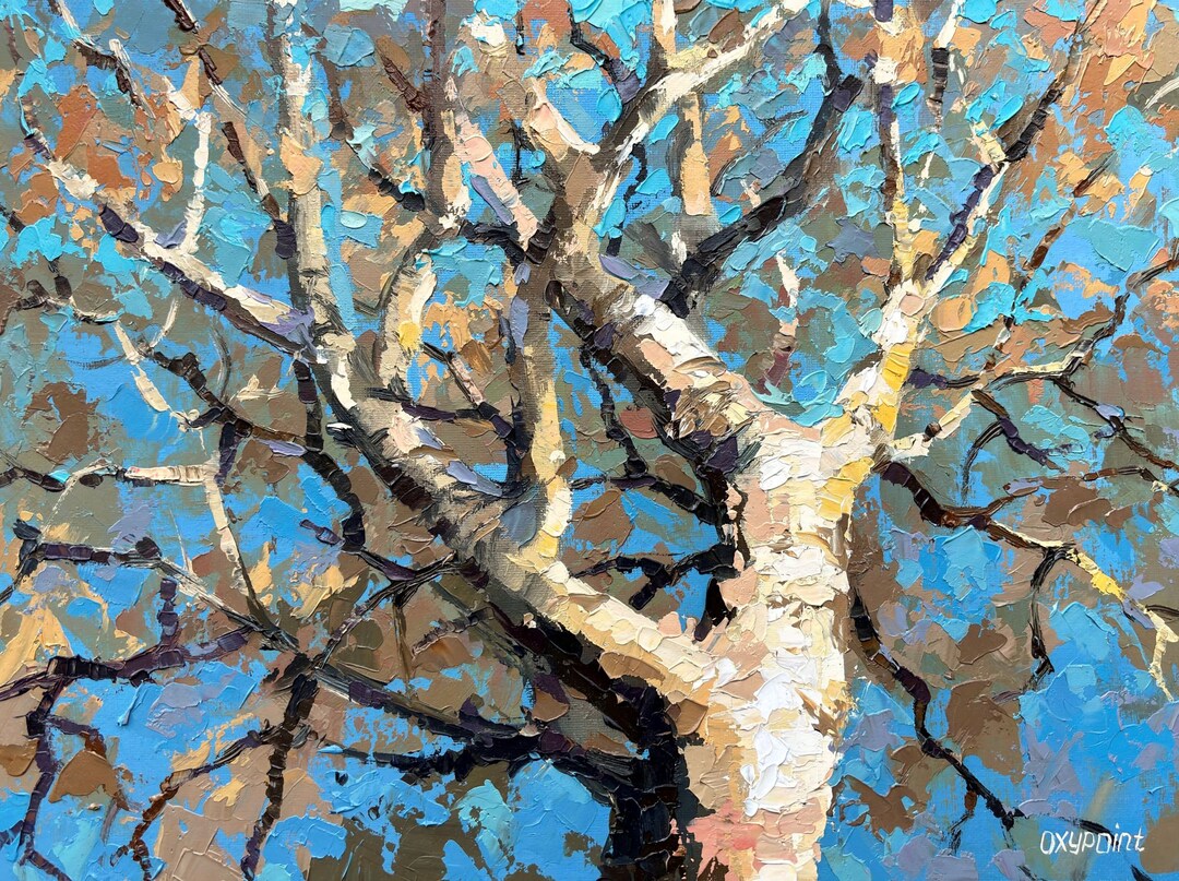 Plane Tree Hand Painted ORIGINAL Oil Painting, Plane Trees Canvas ...