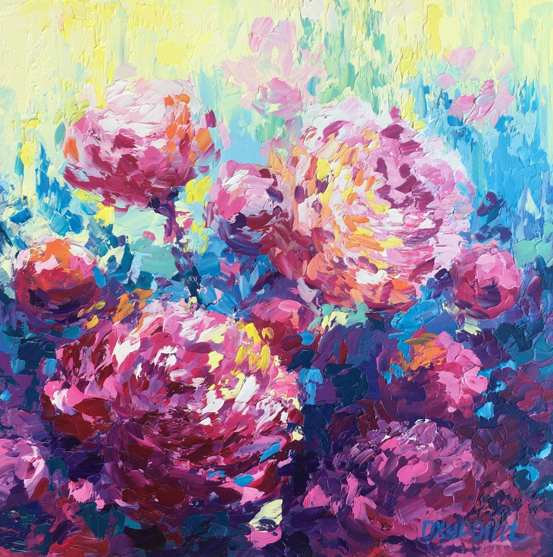 Roses Claude Monet Flowers Art, Botanical Oil Painting Original, Canvas ...
