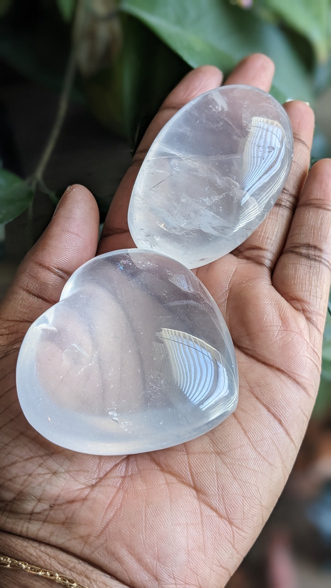 Girasol Milky Quartz Crystal Heart and Palm Stone - Etsy