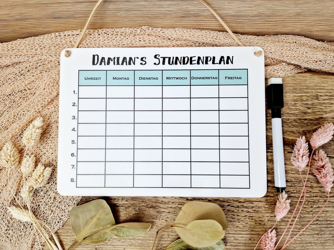 Timetable Personalized Acrylic White/rewritable/erasable Incl. Pen - Etsy