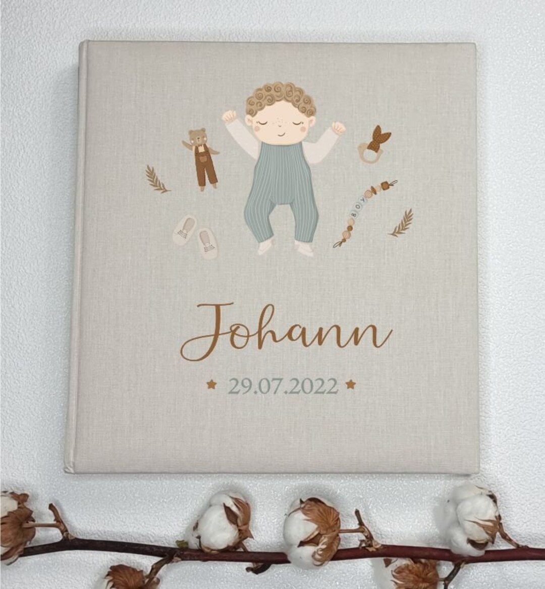 Personalized Photo Album Baby Boy/ Linen Book Photo Album/ Baby Album ...