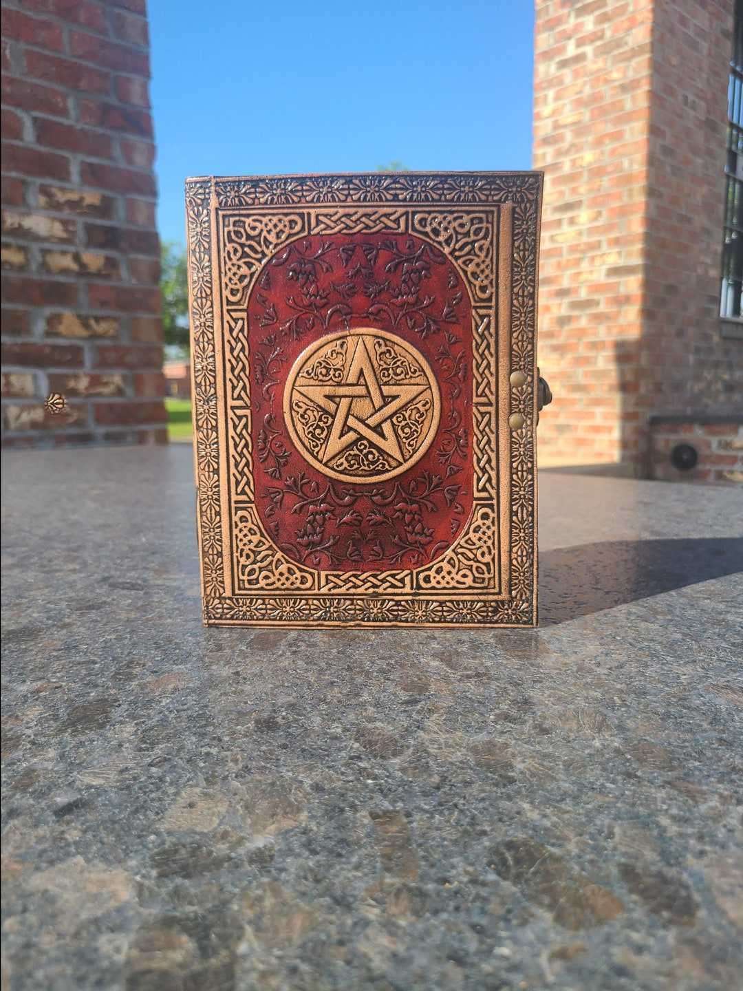Celtic Star Leather Journal - Red and Tan Leather Notebook - Celtic ...