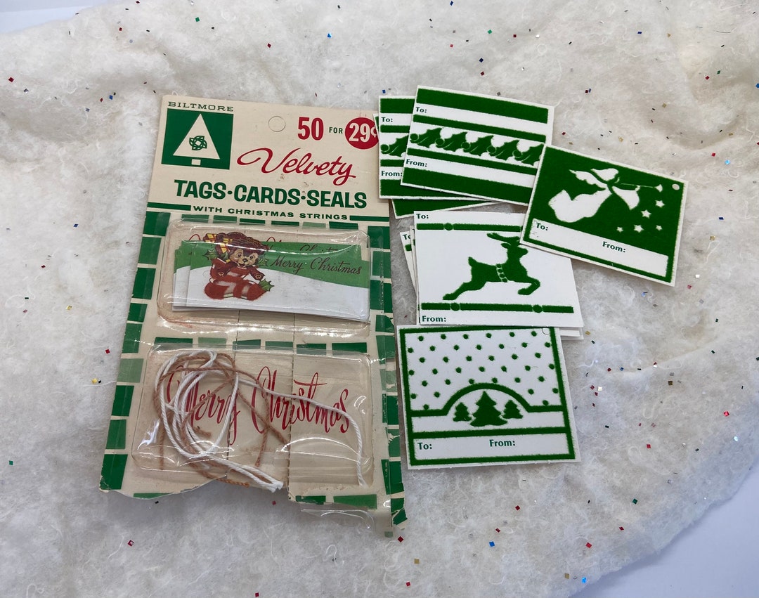 Vintage Lot Velvet Gift Tags - Vintage Christmas Flocked Velvet Gift ...