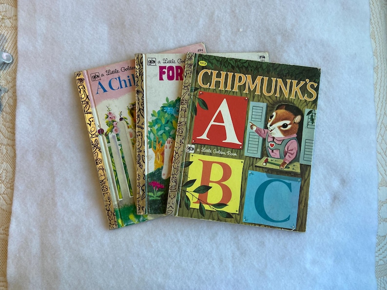 Vintage Little Golden Books Lot: Forest Hotel, Chipmunk's ABC, Child's ...