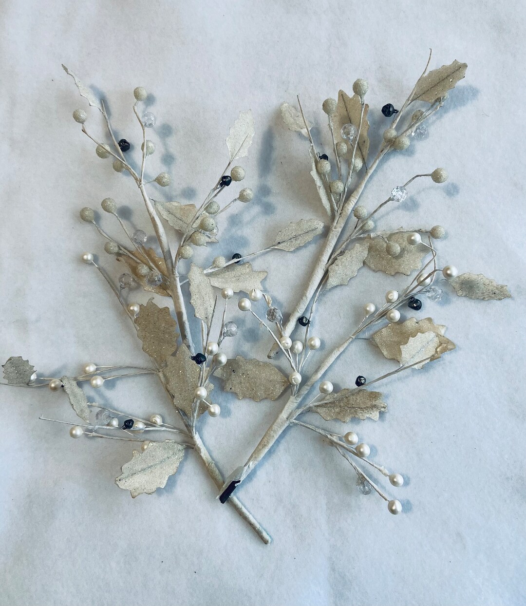 Vintage 4 White Floral Picks - Vintage Winter Decoration - Winter Decor ...