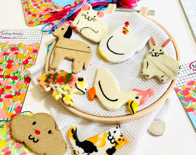 Ceramic Animal Needle Minder Magnet, Needle Rest, Clay Needle Nanny ...