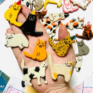 Ceramic Cat Magnet, Fridge Magnet, Clay Magnet, Home Gift for Her, Cat ...