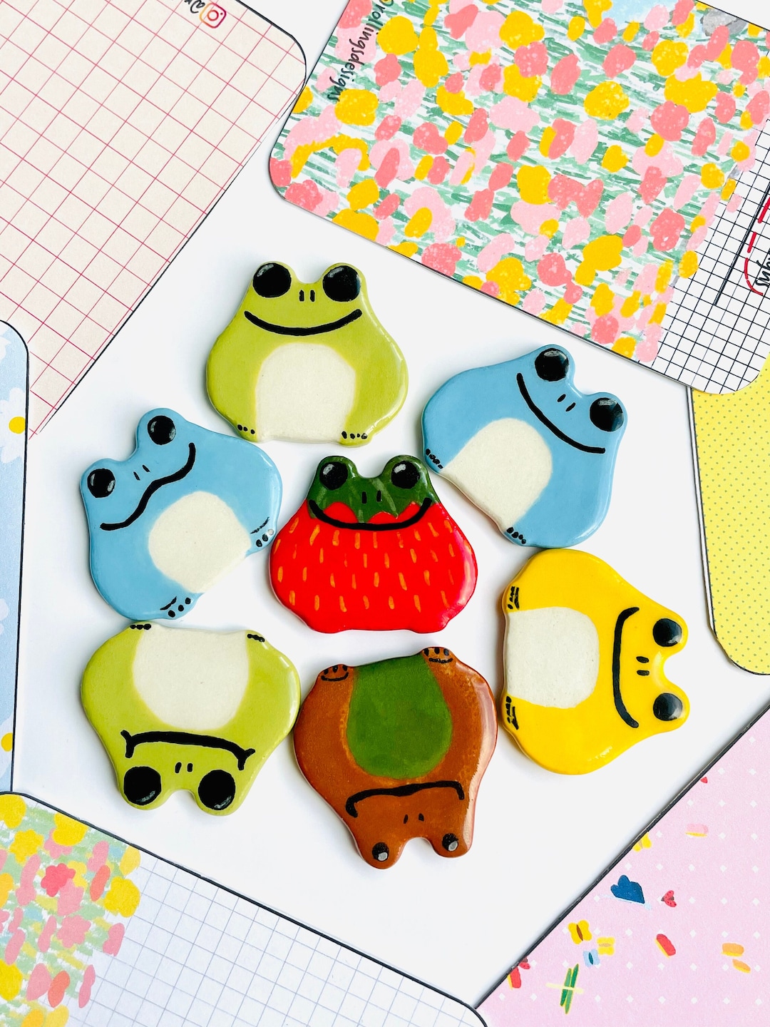 Ceramic Frog Magnet, Frog Decor, Kitchen Fridge Magnet, Cottagecore ...