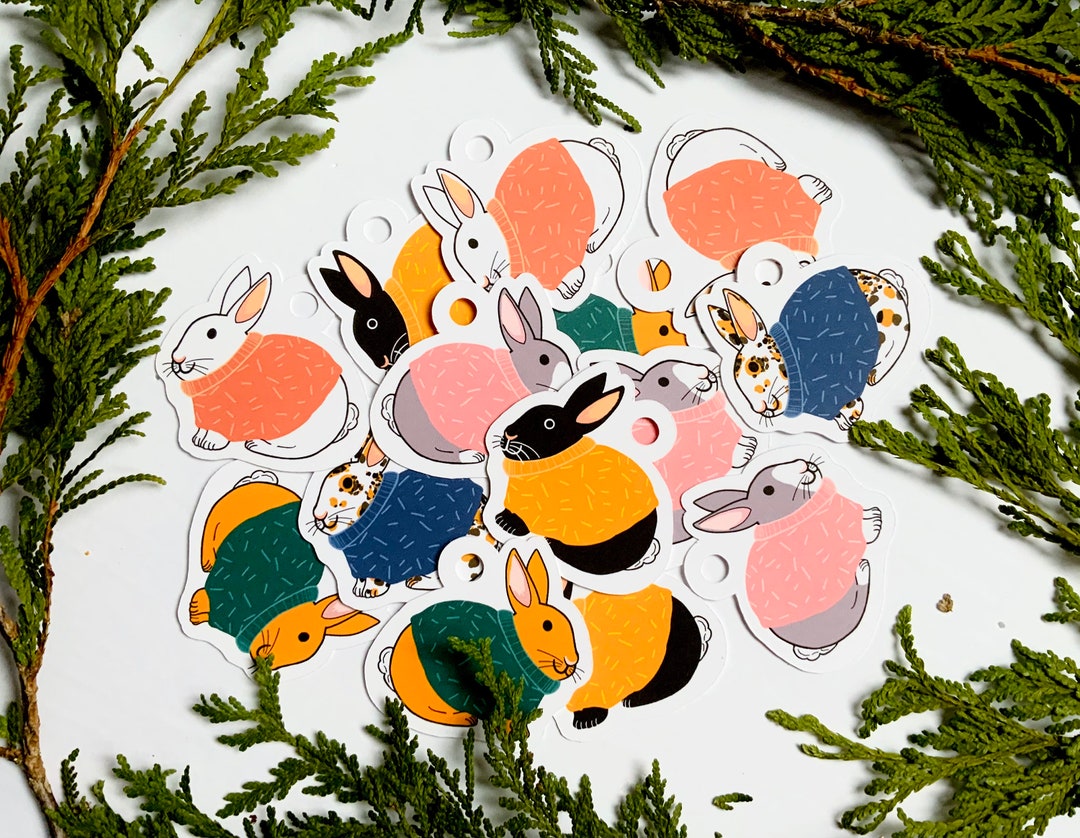 12 Rabbit Tag, Christmas Tags, Gift Tag Set, Hygge Gift, Tie on Tags ...