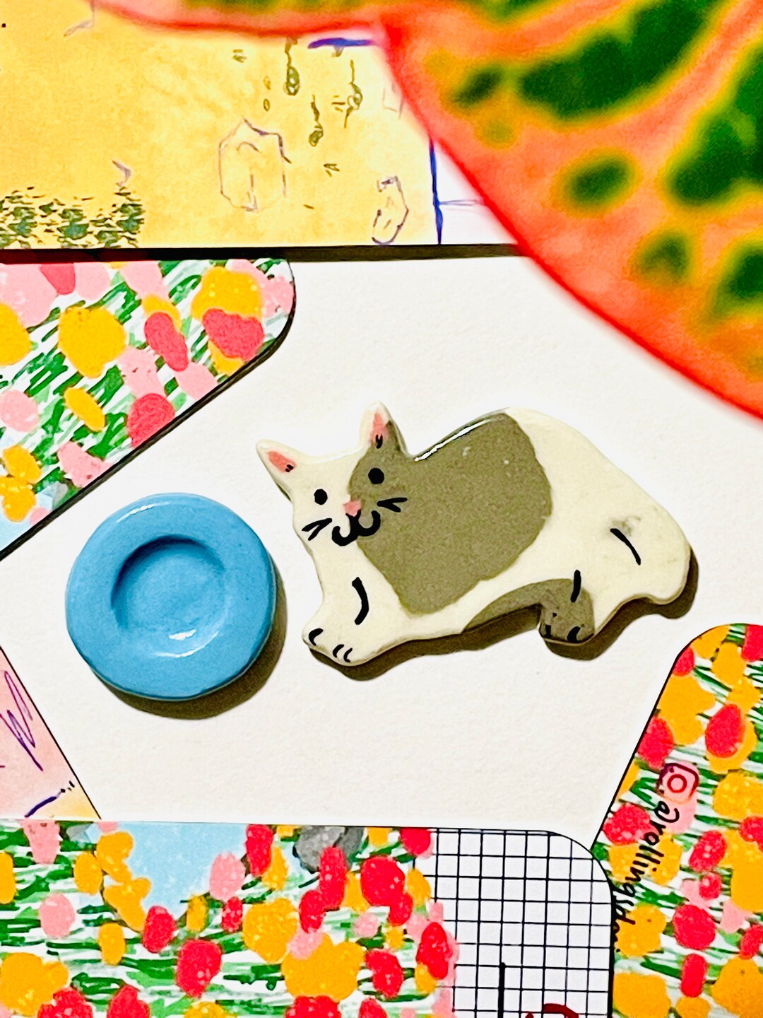 2 Pack Cat Magnet and Bowl Fridge Magnet Set Best Holiday - Etsy