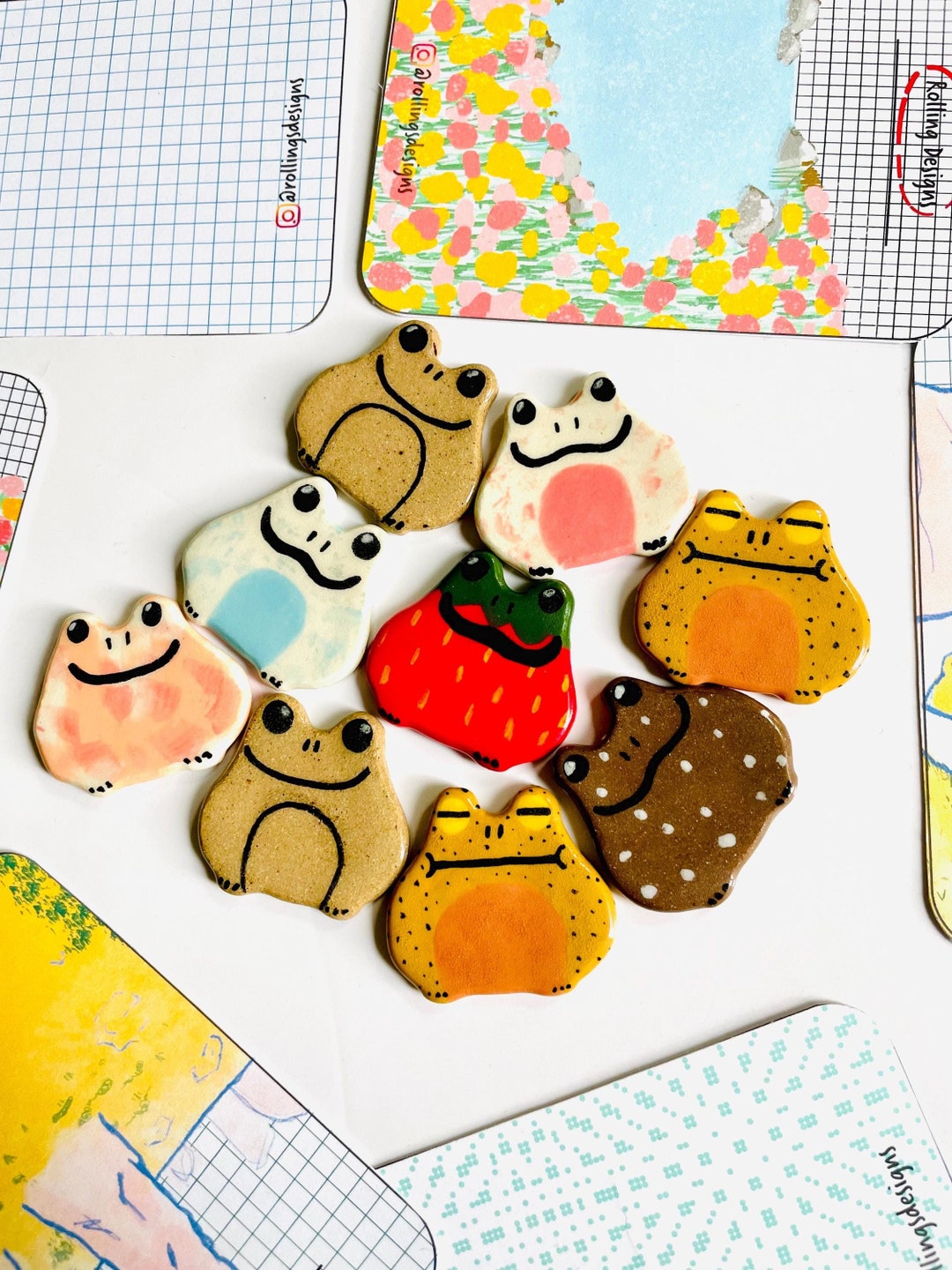 Ceramic Frog Magnet, Frog Decor, Kitchen Fridge Magnet, Cottagecore ...