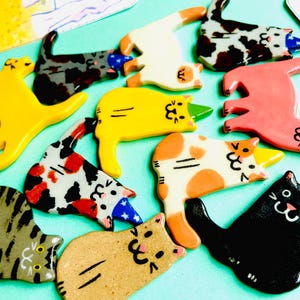 Ceramic Cat Magnet, Fridge Magnet, Clay Magnet, Home Gift for Her ...