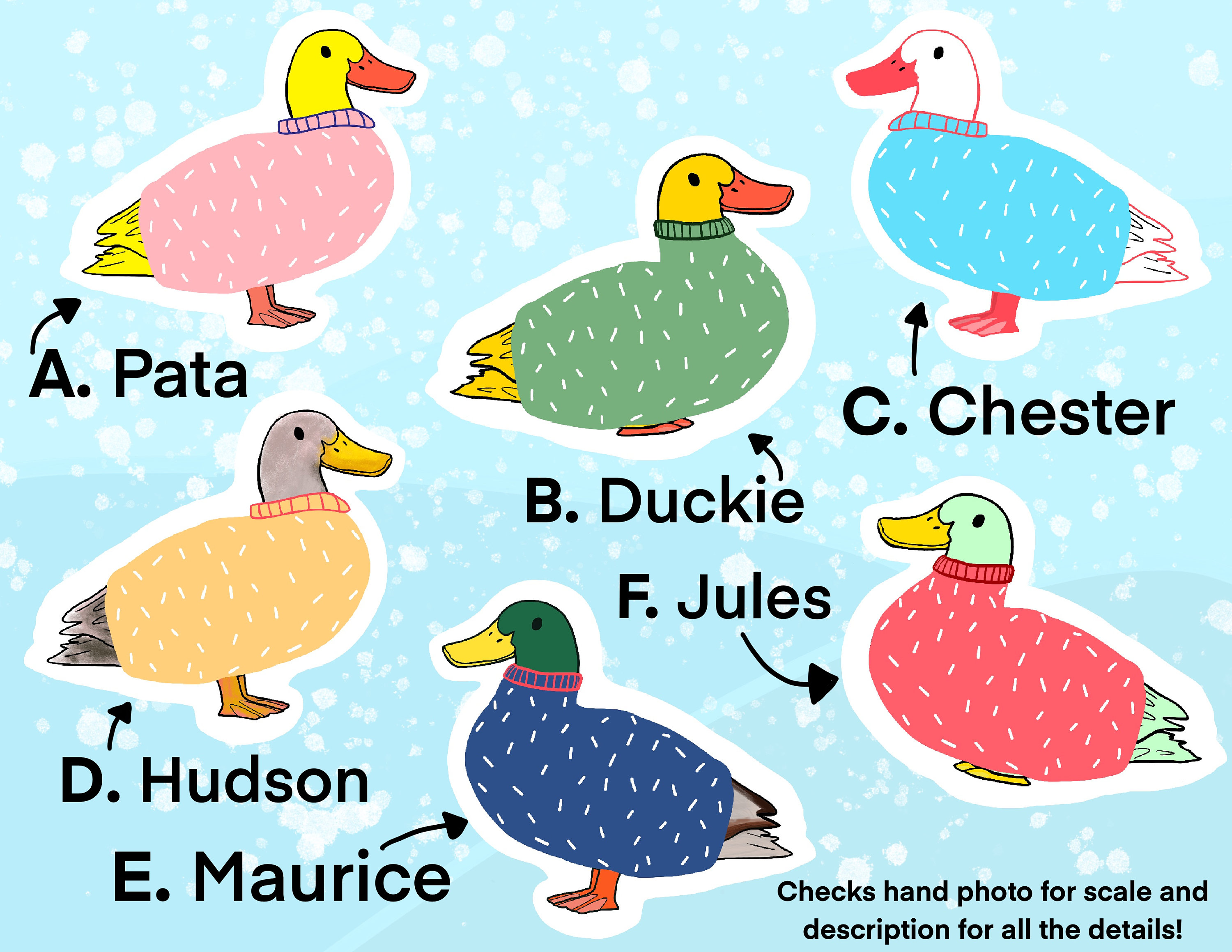 Cozy Sweater Duck Sticker, Cute Sticker, Bird Stationery, Duck ...