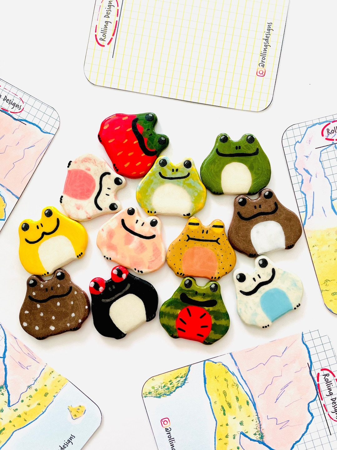 Ceramic Frog Magnet, Frog Decor, Kitchen Fridge Magnet, Cottagecore ...