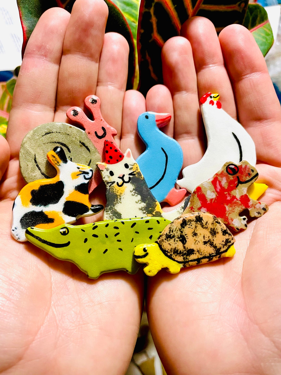 Ceramic Animal Magnet, One of a Kind, Kitchen Magnet, Gift for Women ...