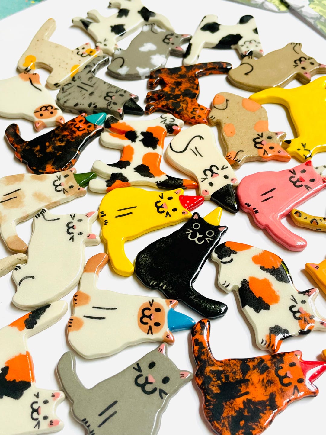 Ceramic Cat Magnet, Fridge Magnet, Clay Magnet, Home Gift for Her, Cat ...