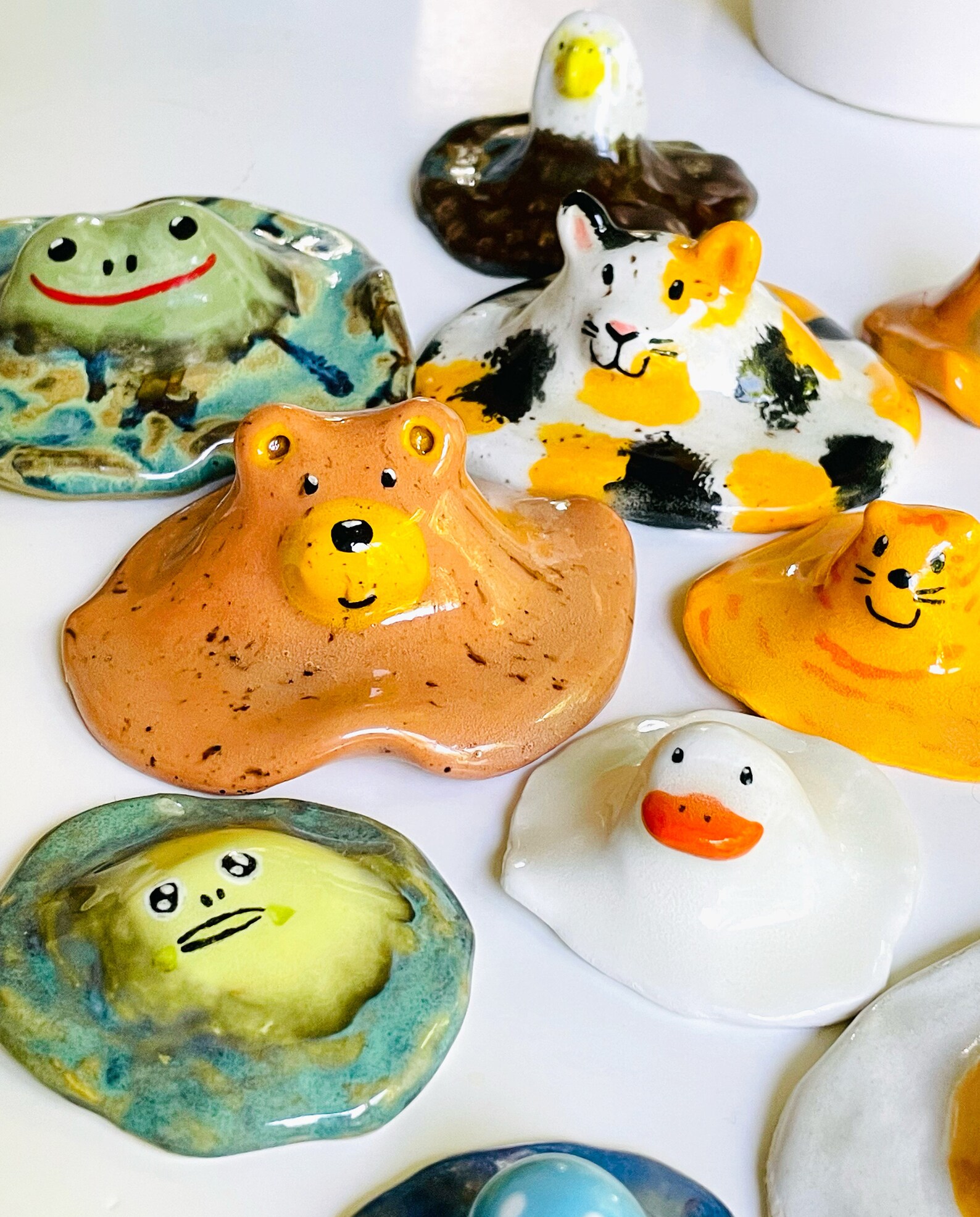 Ceramic Egg Blobs Figurines Blob Animal Totem Dog Figure | Etsy