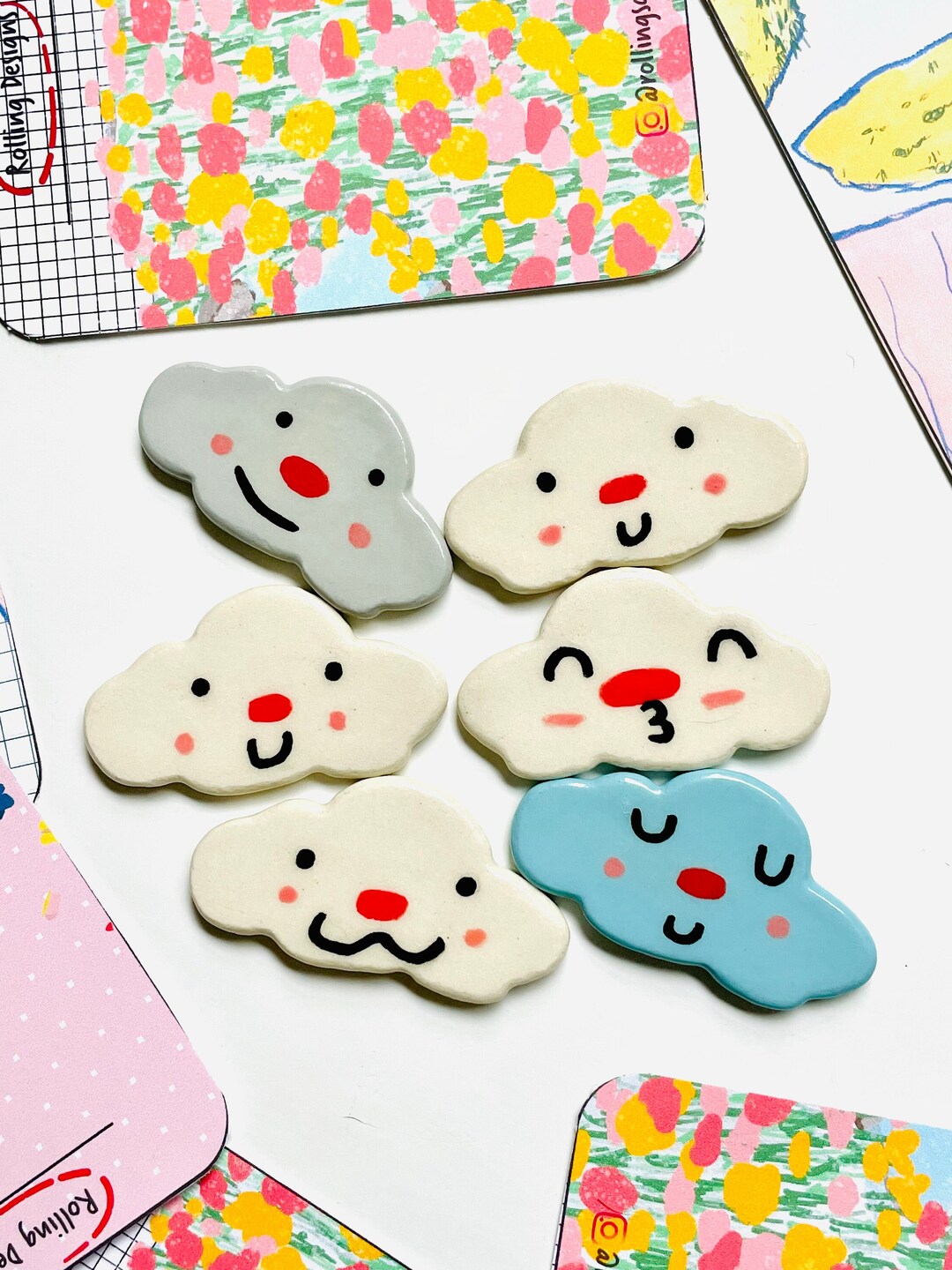 Ceramic Cloud Magnet, Cute Fridge Magnet, Housewarming Gift for Her ...