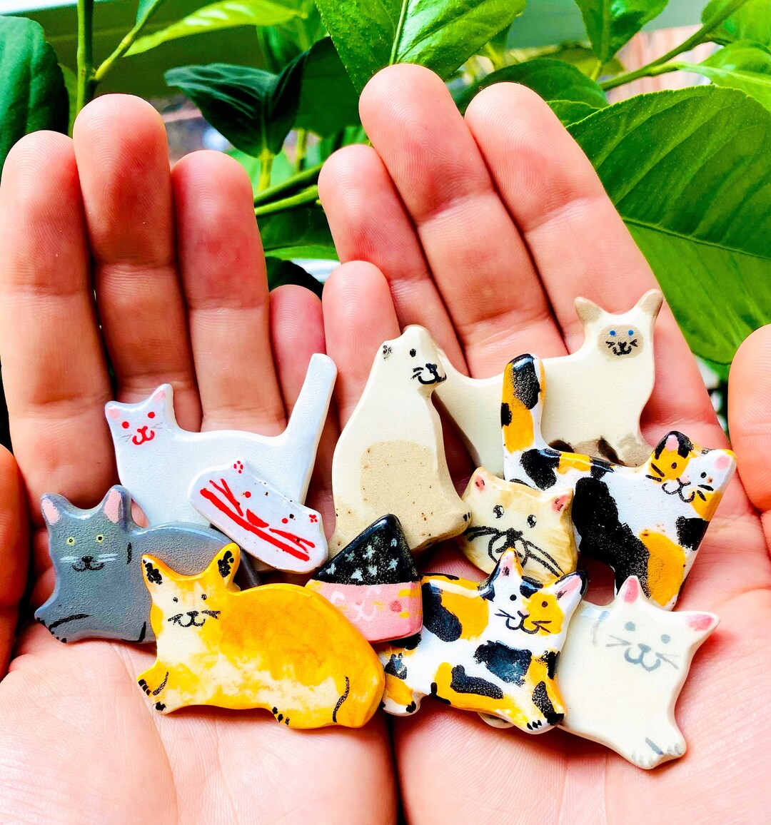 MADE TO ORDER Ceramic Cat Magnet, Fridge Magnet, Home Gift, Animal ...