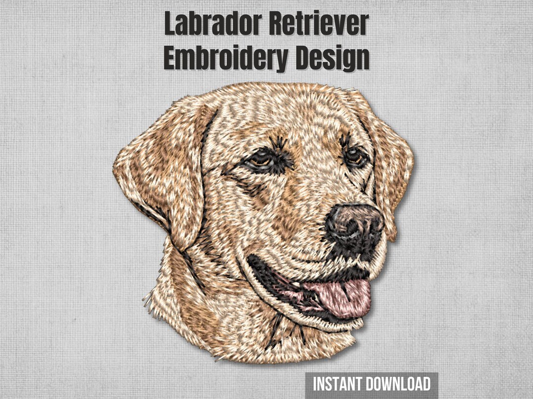 Photorealistic Happy Yellow Labrador Embroidery Design, 4x4 Hoop ...
