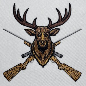Deer Hunting Embroidery Design - Deer Head and Rifles, Outdoor ...