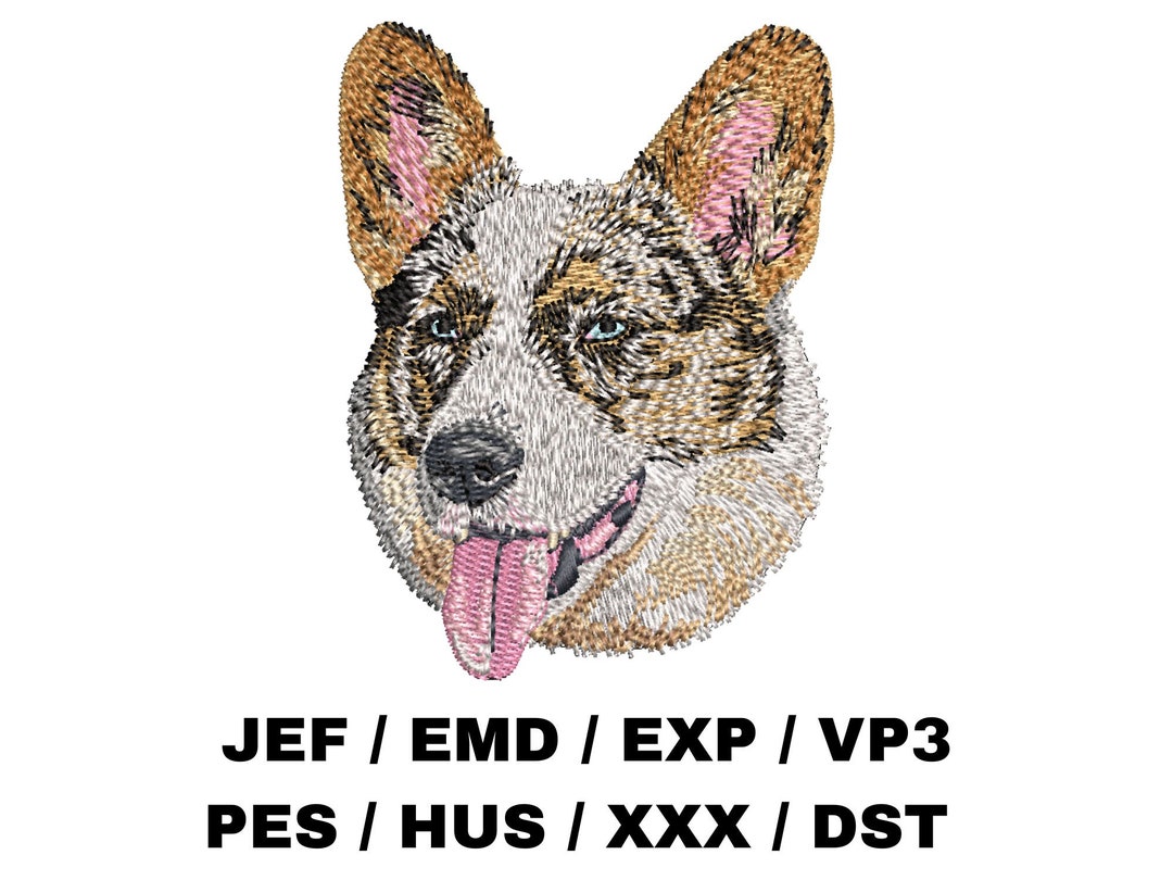 Cardigan Welsh Corgi Embroidery File - Blue Merle, Dog Lover Gift ...