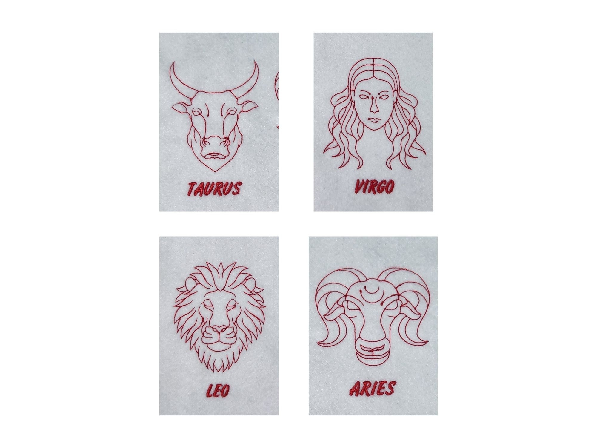 All-in-one Zodiac Signs Redwork Embroidery Pattern - Astrology and ...