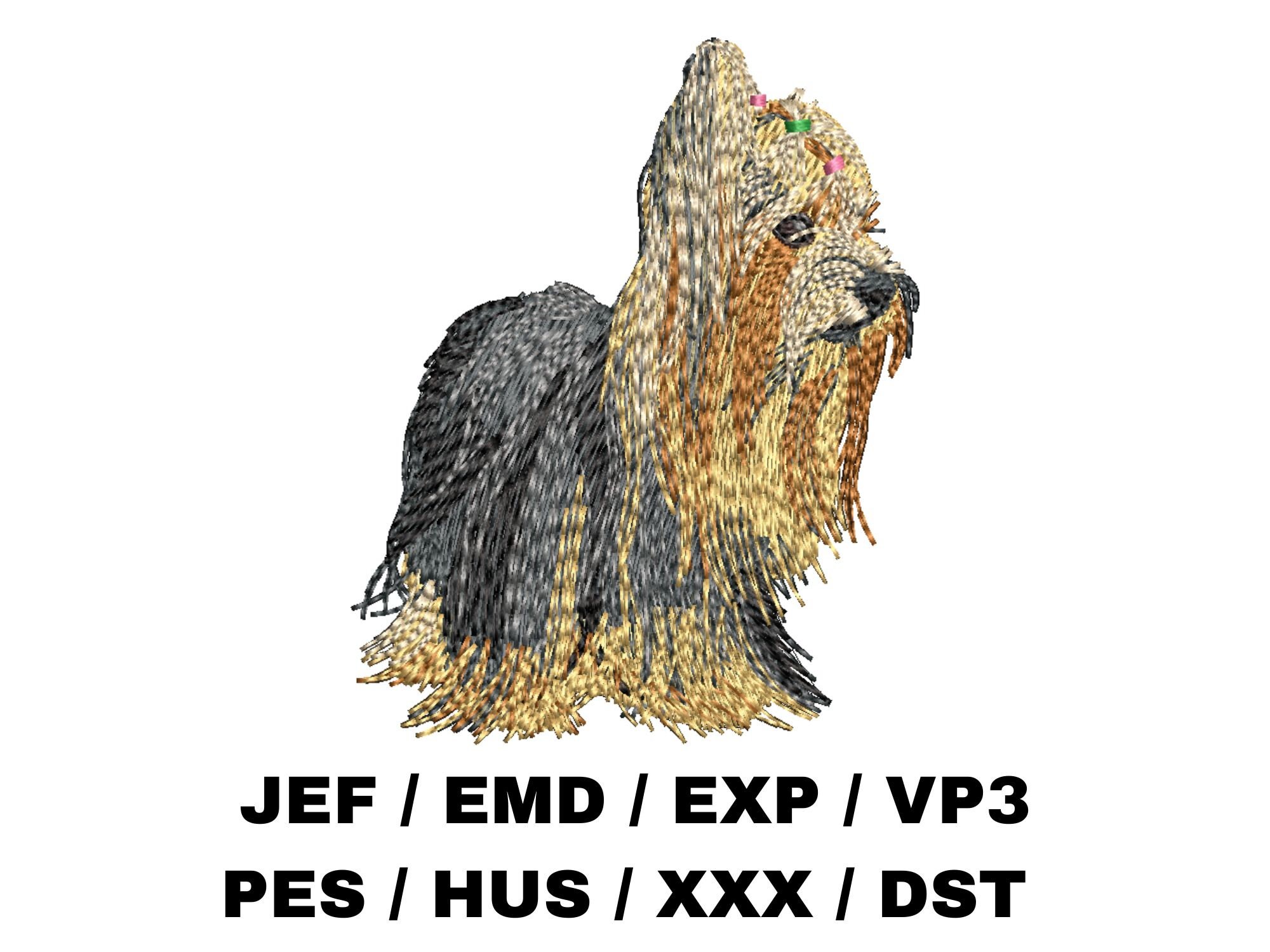 Yorkshire Terrier Machine Embroidery Design, Realistic Long Hair Yorkie ...