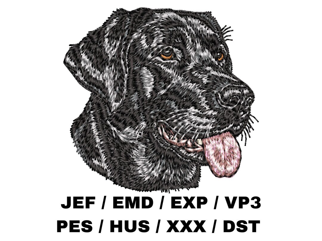 Black Labrador Retriever Embroidery Design – Realistic Dog Face ...