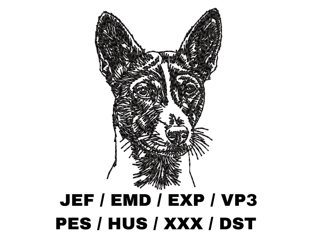 Basenji Face Outline Design – Realistic Digital Pattern for Dog Lovers ...