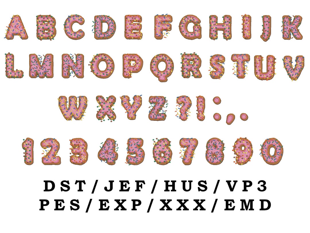 Full Set Donut Alphabets and Numbers Embroidery Bundle Delicious Snack ...