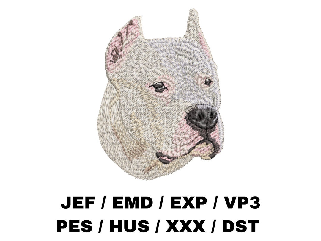 Dogo Argentino Embroidery Pattern - Huge Dog, Realistic Animal Portrait ...