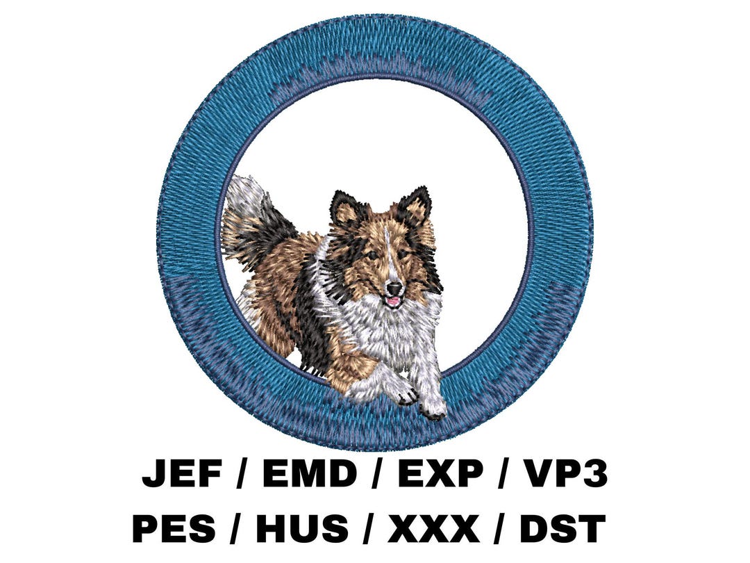 Shetland Sheepdog Agility Hoop Embroidery Design – Machine Stitch File ...